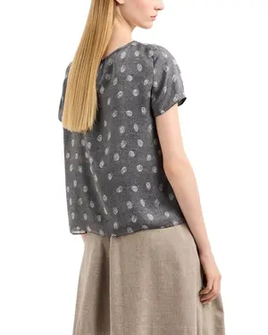 Emporio Armani Silk Chiffon Top - Grey Melange