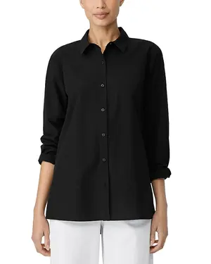 Eileen Fisher Collared Button-front Shirt - Black