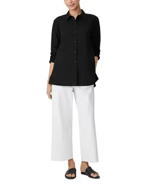 Eileen Fisher Collared Button-front Shirt - Black
