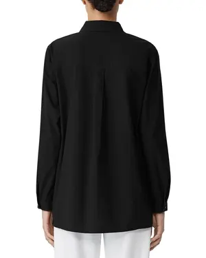 Eileen Fisher Collared Button-front Shirt - Black