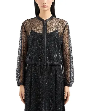 Emporio Armani Sheer Sequin Jacket - Black