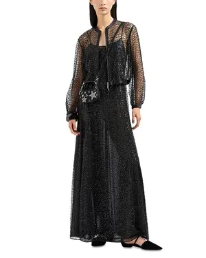 Emporio Armani Sheer Sequin Jacket - Black