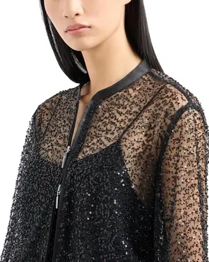 Emporio Armani Sheer Sequin Jacket - Black