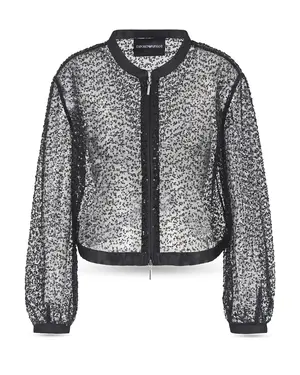 Emporio Armani Sheer Sequin Jacket - Black
