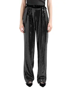Emporio Armani Belted Micro Sequin Trousers