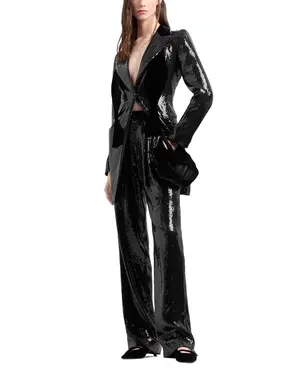 Emporio Armani Belted Micro Sequin Trousers