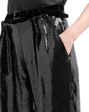 Emporio Armani Belted Micro Sequin Trousers