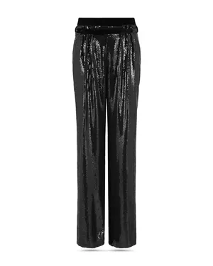 Emporio Armani Belted Micro Sequin Trousers