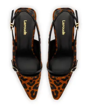 Larroude Ines Animal Print Slingback Pumps - Natural