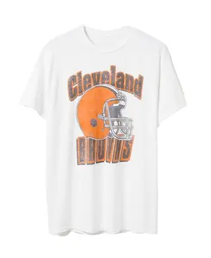 Junk Food Clothing Cleveland Browns Throwback Helmet Graphic T-shirt - White