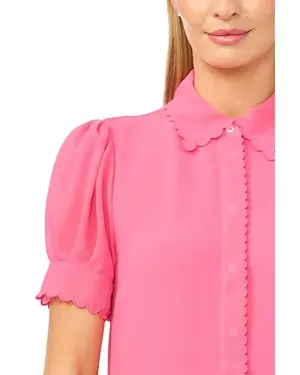 CECE DUPRAZ Scalloped Short Sleeve Shirt