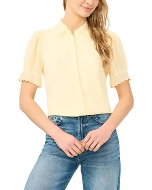 CECE DUPRAZ Scalloped Short Sleeve Shirt