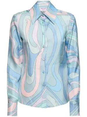 Emilio Pucci PUCCI Printed Silk Twill Shirt - Blue,multi