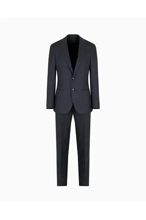 Giorgio Armani Manhattan Line Virgin-wool Single-breasted Suit With A Micro-check Motif