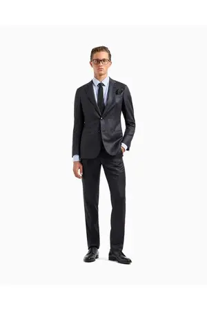 Giorgio Armani Manhattan Line Virgin-wool Single-breasted Suit With A Micro-check Motif
