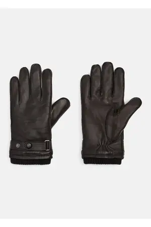 Vince Leather Gloves With Wrist-strap - Black