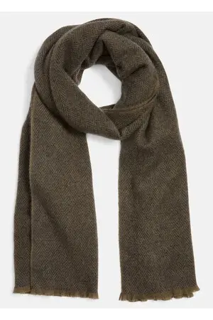 Vince Herringbone Cashmere Scarf Charcoal