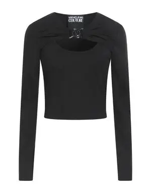 Versace Cotton Elastane Crop Tee With Cutout Detail