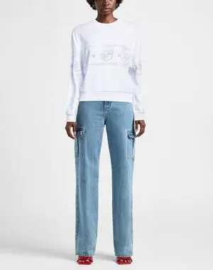 CHIARA FERRAGNI Sweatshirt With Crystal Embellishments - White