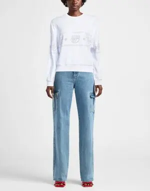 CHIARA FERRAGNI Sweatshirt With Crystal Embellishments - White