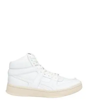 Men's White Leather High-Top Sneakers