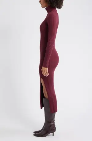 chinese dress ladies Marta Ribbed-Knit Turtleneck Mini Jumper Dress in Espresso