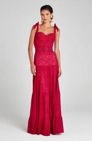 NADINE MERABI Miranda Belted Gown