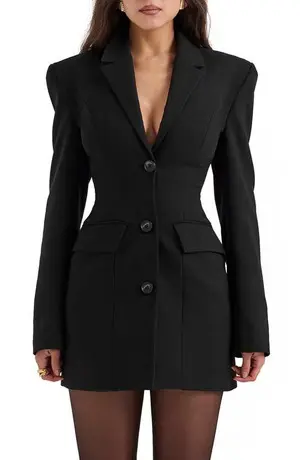 House Of Cb Amia Long Sleeve Blazer Minidress - Black