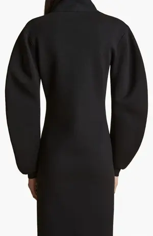 Khaite Storm Long Sleeve Merino Wool Blend Turtleneck Sweater Dress