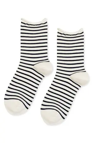 Hansel From Basel Nautical Stripe Crew Socks Blue