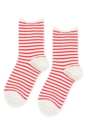 Hansel From Basel Nautical Stripe Crew Socks - Pink