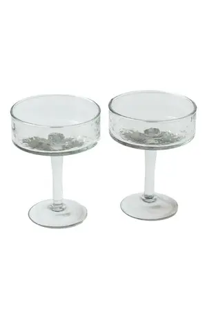 CREATIVE WOMEN Handblown Hammered Coupe Cocktail Glassesset Of 4