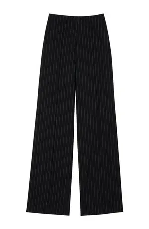 Sandro Pinstripe Wide-leg Trousers - Black