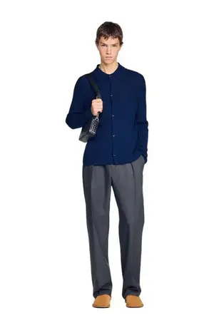 Sandro Rib Knit Collared Shirt
