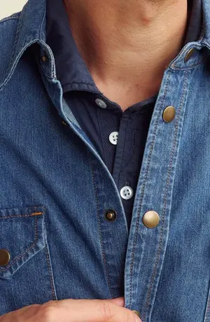 Billy Reid Rosedale Denim Snap-up Shirt - Light Indigo