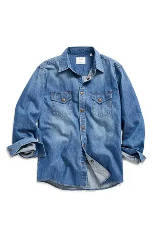 Billy Reid Rosedale Denim Snap-up Shirt - Light Indigo