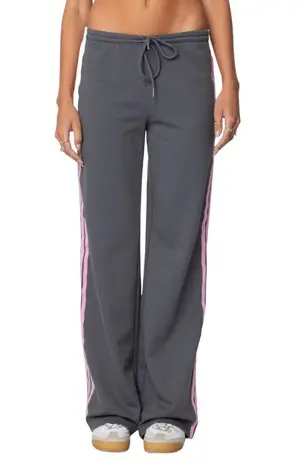 EDIKTED Averie Striped Sweatpants - Gray