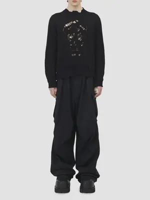 Alexander McQueen Distressed Skull Crewneck Cotton Sweater