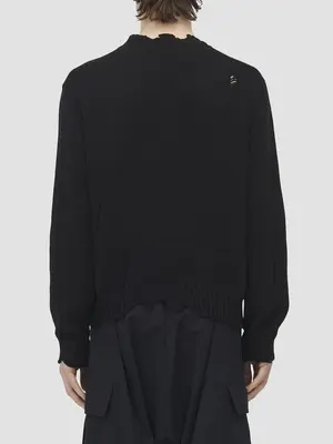 Alexander McQueen Distressed Skull Crewneck Cotton Sweater