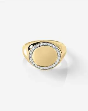 Ring Concierge Pavé Diamond Signet Ring - One-color