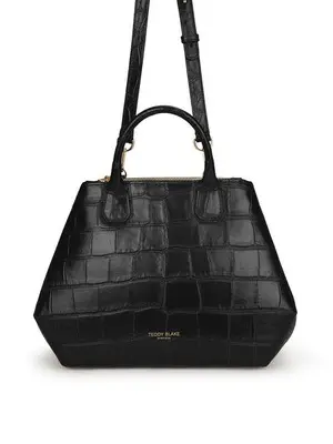 TEDDY BLAKE Vera Croco 14" Top Handle Bag - Black/red