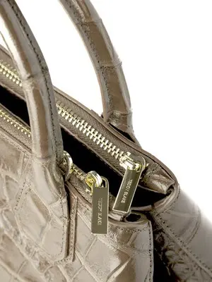 TEDDY BLAKE Vera Croco 14" Top Handle Bag - Lightbeige
