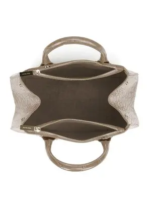 TEDDY BLAKE Vera Croco 14" Top Handle Bag - Lightbeige