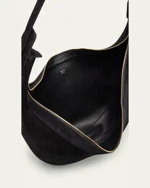 Khaite Augustina Suede Hobo Bag - Black
