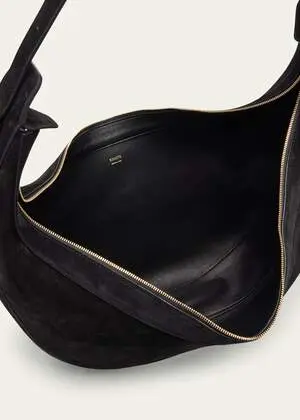 Khaite Augustina Suede Hobo Bag - Black