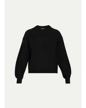 Theory Cashmere Crewneck Cropped Sweater - Blk