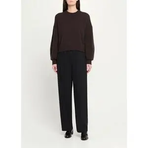 Theory Cashmere Crewneck Cropped Sweater - Cacao
