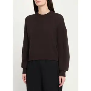 Theory Cashmere Crewneck Cropped Sweater - Cacao