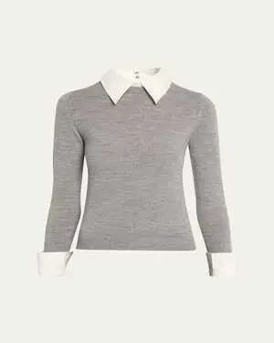 Alice + Olivia Collared Slim-fit Sweater - Medium Hea