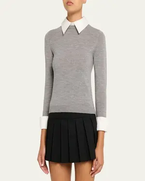 Alice + Olivia Collared Slim-fit Sweater - Medium Hea